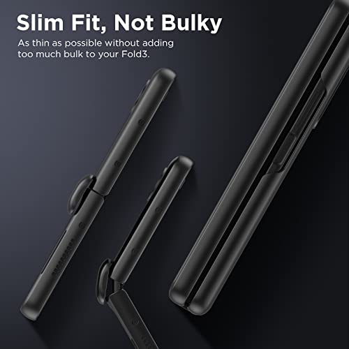 MAKAVO Slim Thin Z Fold 3 Case with Hinge Coverage, Screen Protector, Matte Hard Shockproof Full Body Protection Phone Cover for Samsung Galaxy Z Fold 3 5G (Black)