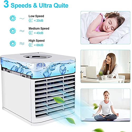 Mini Portable Air Conditioner, Easy to Use Cold Air Fan with Water, Personal Cooling Device Mini Portable Air Conditioner - for Room, Office, Kitchen, Car, Home