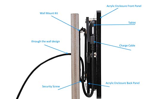 TABcare Security Anti-Theft Acrylic VESA Enclosure for Amazon Fire 7 2022 with Free Wall Mount Kit (Black, Fire 7 2022)