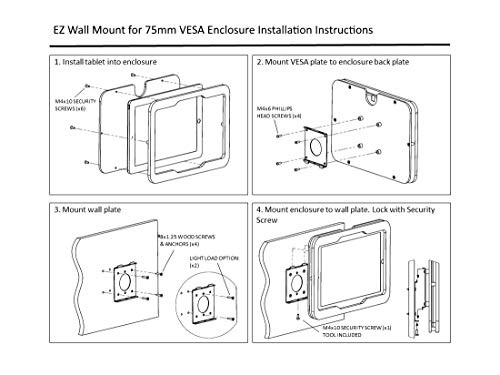 TABcare Security Anti-Theft Acrylic VESA Enclosure for Amazon Fire 7 2022 with Free Wall Mount Kit (Black, Fire 7 2022)