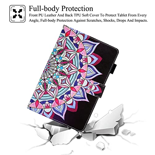 REASUN Case for New Kindle Fire 7 12th Gen 2022,Full Protection Folio Stand Cover with Auto Sleep/Wake Card Slots Case for All-New Amazon Kindle Fire 7 12th Generation, 2022 Release, Ethnic Flower