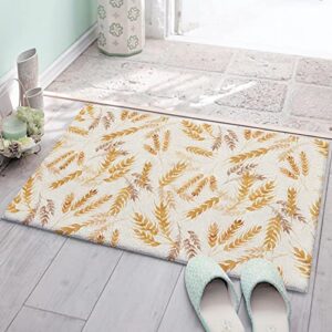 chucoco farmhouse harvest wheat rural plant doormat shaggy plush rug, comfy furry floor area rugs thanksgiving day cozy throw shag carpets indoor entrance decor door mats