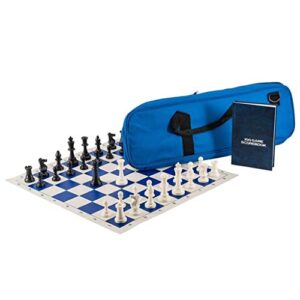 mdrbb chess board portable tournament roll-up chess set with travel bag silicone rubber checkerboard chess record book chess piece for kids chess sets (colorf : light blue)