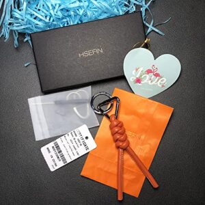 HSEFIN Leather Key Chain Car Universal Unisex Key Chain with Removable Triangle Open Key Ring (orange)