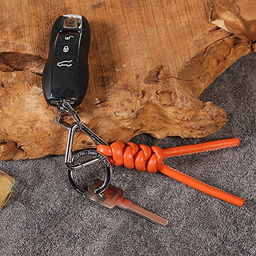 HSEFIN Leather Key Chain Car Universal Unisex Key Chain with Removable Triangle Open Key Ring (orange)