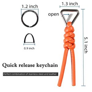 HSEFIN Leather Key Chain Car Universal Unisex Key Chain with Removable Triangle Open Key Ring (orange)