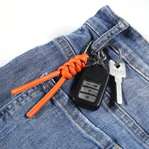 HSEFIN Leather Key Chain Car Universal Unisex Key Chain with Removable Triangle Open Key Ring (orange)