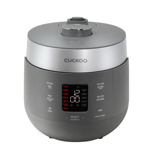 CUCKOO CRP-ST1009F | 10-Cup/2.5-Quart (Uncooked) Twin Pressure Rice Cooker & Warmer | 12 Menu Options: High/Non-Pressure Steam & More, Made in Korea, Gray