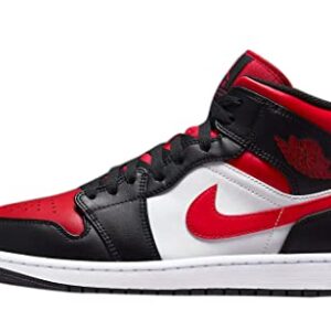 Nike Jordan Mens Air Jordan 1 Mid 554724 079 Bred Toe - Size 8, White/Black-red