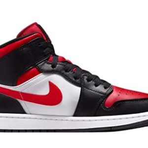 Nike Jordan Mens Air Jordan 1 Mid 554724 079 Bred Toe - Size 8, White/Black-red