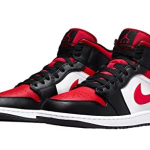 Nike Jordan Mens Air Jordan 1 Mid 554724 079 Bred Toe - Size 8, White/Black-red