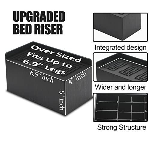 MYMULIKE Bed Risers 5 inch, Oversized Extra Large Rectangle, 11000lbs Heavy Duty Couch Risers, L Shape Wide Opening Extra Large Furniture Risers for Bed, Couch, Sofa, Table, Chair