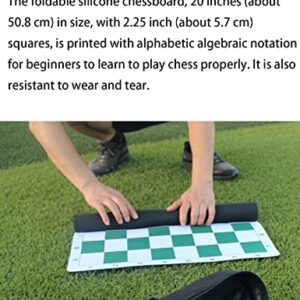 BOYISUNG Tournament Chess Set Weighted Staunton Pieces and 20"x20"in Vinyl Foldable Board Easy for Packing and Traveling Classic Plastic Black Board Long Canvas Bag Ａ4