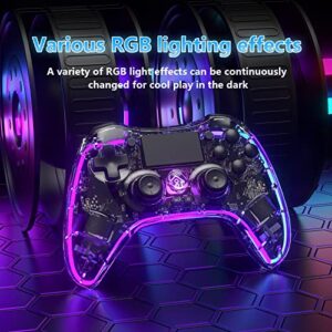 Controller for PS-4 Remote with Dual Vibration Shock Remote Control for Plays-tation 4/Pro/Slim Wireless Controller with Custom LED Light/Program Back Buttons/ Vibration/Headphone Jack 【Upgraded】