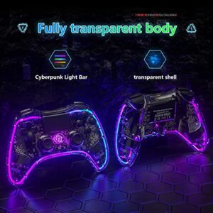 Controller for PS-4 Remote with Dual Vibration Shock Remote Control for Plays-tation 4/Pro/Slim Wireless Controller with Custom LED Light/Program Back Buttons/ Vibration/Headphone Jack 【Upgraded】