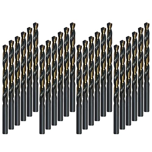 VALYRIANTOOL HSS Twist Drill Bits | 24 Pcs Black and Gold Coated Drill Bits Set | 3/32 Inch Jobber Drill Bits for Drilling on Mild Steel, Copper, Aluminum, Zinc Alloy