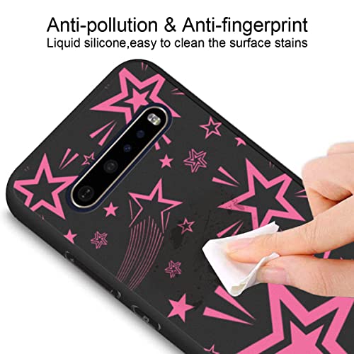 zaztify Compatible with LG V60 ThinQ/ThinQ 5G UW, Pink Five Pointed Star Cute Pattern Shockproof Protective Anti-Slip Thin Slim Soft Phone Case Cover Shell