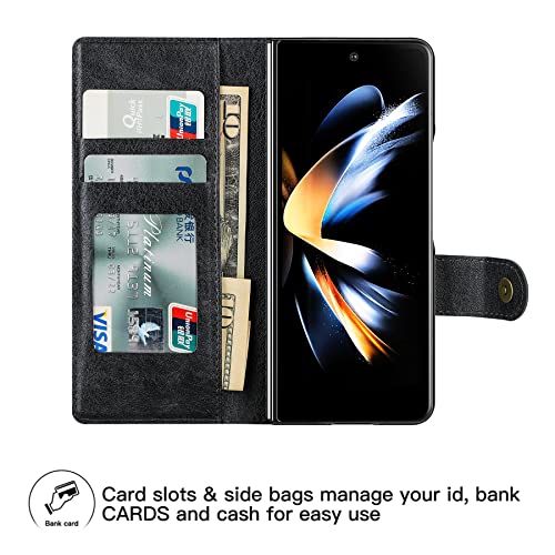 Suzii for Samsung Galaxy Z Fold 4 5G Wallet Case with S Pen Holder, Elegant PU Leather Flip Folio Case with Card Slot RFID Blocking Kickstand Phone Cover for Galaxy Z Fold 4 (2022) - Black