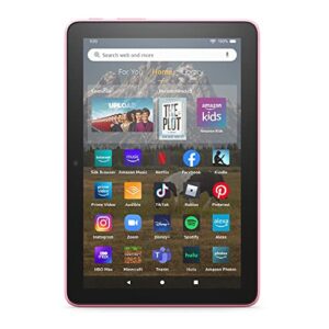 Amazon Fire HD 8 tablet, 8” HD Display, 32 GB, 30% faster processor, designed for portable entertainment, (2022 release), Rose, without lockscreen ads