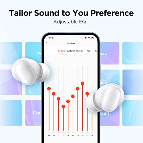 1MORE Omthing AirFree Buds, Wireless Earbuds Bluetooth 5.3 Headphones, 44 Hours Playtime, 8mm Dynamic Driver, Adjustable EQ Modes, Smart Noise Cancellation, White