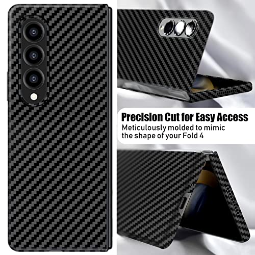 kaisenkec Slim & Thin Case Compatible with Samsung Galaxy Z Fold 4, 100% Carbon Fiber Cover for Z Fold 4 7.6" 5G, Matte Black