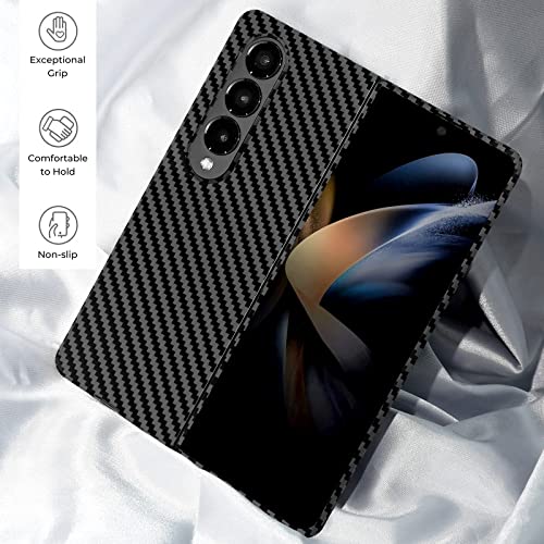 kaisenkec Slim & Thin Case Compatible with Samsung Galaxy Z Fold 4, 100% Carbon Fiber Cover for Z Fold 4 7.6" 5G, Matte Black