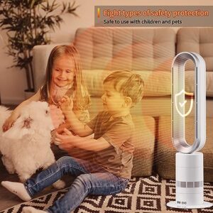 Heater and Fan Combo, Space Heater, Tower Bladeless Fan 2000W High Power With Thermostat, IPX4 Class Bathroom Waterproof/9H Timing/120 Degree Wide Angle Shaking Head, 360 Degree Convection Circulation