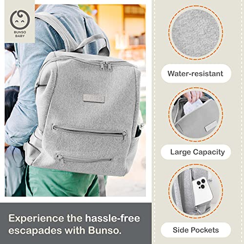 Lightweight Diaper Bag Backpack, Water-resistant Neoprene Travel Baby Bag With Changing Pad, Stroller Straps, Wet Bag and Pouch, Gray