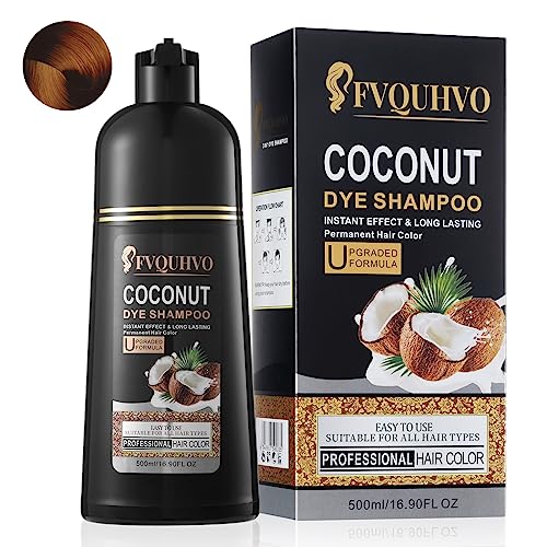 Dark Brown Hair Dye Shampoo for Gray Hair 3 in 1 Natural Coconut Hair Color Shampoo Women Men Semi-permanent Hair Dye in 15 Mins, Upgrade Long Lasting Salon Home Use Herbal Brown Hair Dye 16.9 Fl Oz (Dark brown)