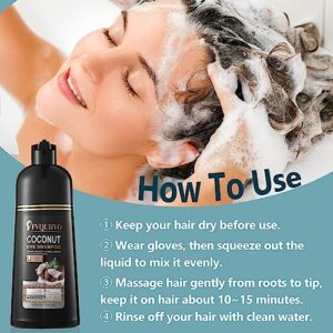 Dark Brown Hair Dye Shampoo for Gray Hair 3 in 1 Natural Coconut Hair Color Shampoo Women Men Semi-permanent Hair Dye in 15 Mins, Upgrade Long Lasting Salon Home Use Herbal Brown Hair Dye 16.9 Fl Oz (Dark brown)