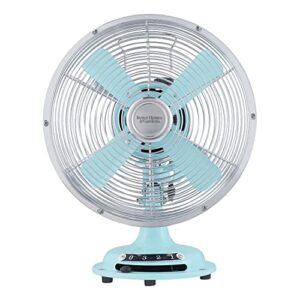 better homes & gardens retro table fan, 3-speed metal tilted-head oscillation, 8-inches (mint)