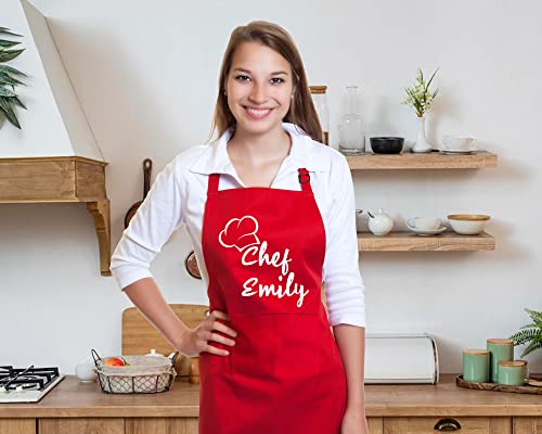 Chef Apron with Custom Name, Personalized Gifts for Men, Gifts for Women, Aprons for Women with Pockets, Valentines Day Gifts, Father's Day Gifts, Christmas Gifts, Anniversary, Mother's Day Gifts