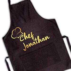 Chef Apron with Custom Name, Personalized Gifts for Men, Gifts for Women, Aprons for Women with Pockets, Valentines Day Gifts, Father's Day Gifts, Christmas Gifts, Anniversary, Mother's Day Gifts