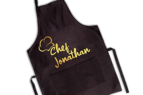 Chef Apron with Custom Name, Personalized Gifts for Men, Gifts for Women, Aprons for Women with Pockets, Valentines Day Gifts, Father's Day Gifts, Christmas Gifts, Anniversary, Mother's Day Gifts