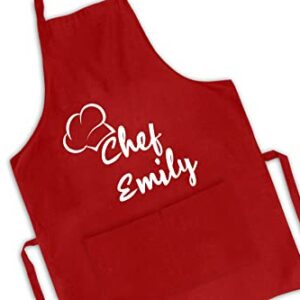 Chef Apron with Custom Name, Personalized Gifts for Men, Gifts for Women, Aprons for Women with Pockets, Valentines Day Gifts, Father's Day Gifts, Christmas Gifts, Anniversary, Mother's Day Gifts