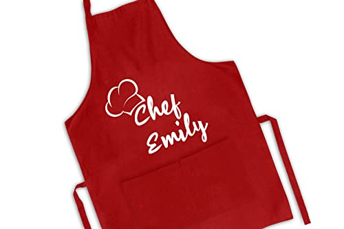 Chef Apron with Custom Name, Personalized Gifts for Men, Gifts for Women, Aprons for Women with Pockets, Valentines Day Gifts, Father's Day Gifts, Christmas Gifts, Anniversary, Mother's Day Gifts