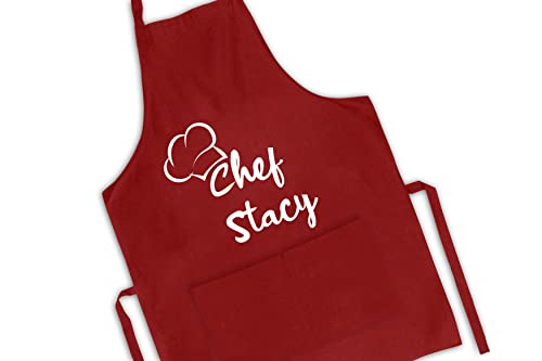 Chef Apron with Custom Name, Personalized Gifts for Men, Gifts for Women, Aprons for Women with Pockets, Valentines Day Gifts, Father's Day Gifts, Christmas Gifts, Anniversary, Mother's Day Gifts