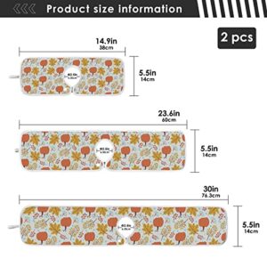 Fall Pumpkin Faucet Sink Mat for Kitchen 2 Pack Autumn Maple Leaves Sunflower Berry Bathroom Drying Mat Absorbent Splash Water Catcher Mats Microfiber Cloth Drip Protector Splash Pad 14x5 Inches