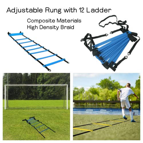 KATZEIST Agility Training Equipment, Kids Soccer Hurdles Agility Ladder Equipment Set Agility Training Set for Tennis, Football, Soccer, Basketball,Speed Agility Training kit, Blue