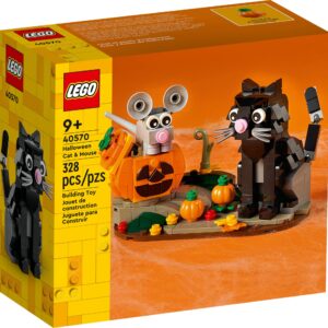 LEGO Halloween Cat & Mouse 40570 Building Kit, Whimsical Halloween Décor with Adorable Cat, Mouse, and Pumpkin Toys, Halloween Toy