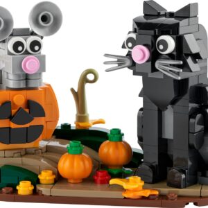 LEGO Halloween Cat & Mouse 40570 Building Kit, Whimsical Halloween Décor with Adorable Cat, Mouse, and Pumpkin Toys, Halloween Toy