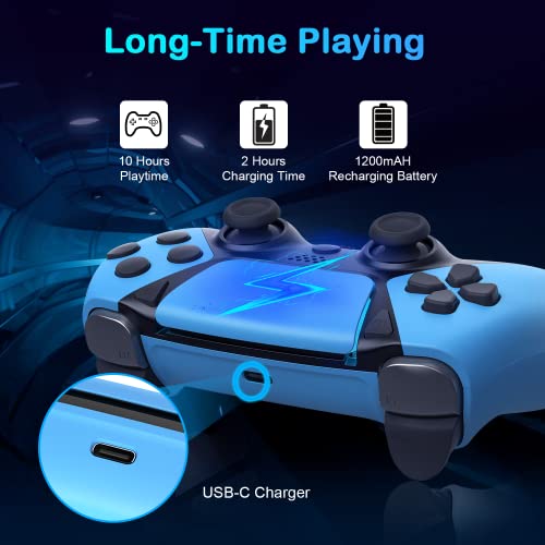 TOPAD Ymir Elite Control Replacement for PS4 Controller, Wireless Controller Work with Playstation 4 Controller,for PS4 Remote Joystick Gamepad Control w/Charging Cable, Blue Modded Gamepad