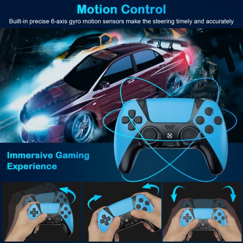 TOPAD Ymir Elite Control Replacement for PS4 Controller, Wireless Controller Work with Playstation 4 Controller,for PS4 Remote Joystick Gamepad Control w/Charging Cable, Blue Modded Gamepad