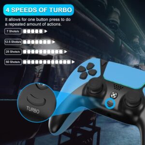 TOPAD Ymir Elite Control Replacement for PS4 Controller, Wireless Controller Work with Playstation 4 Controller,for PS4 Remote Joystick Gamepad Control w/Charging Cable, Blue Modded Gamepad