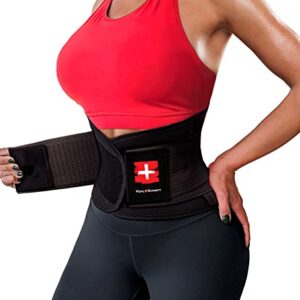 POHL SCHMITT FitCurve Waist Trainer and Trimmer Sweat Belt and Belly Band for Weight Loss, Workouts, Fitness and Lumbar Back Support, for Men and Women, black M