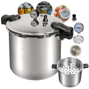 denali canning 23 quart pressure canner & cooker | induction compatible | pressure gauge & pressure regulator | aluminum & stainless steel | denali is a usa company