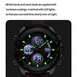 NAVIFORCE Men's Military Digital Watches Analog Quartz Waterproof Watch Sport Multifunctional Leather Wristwatch