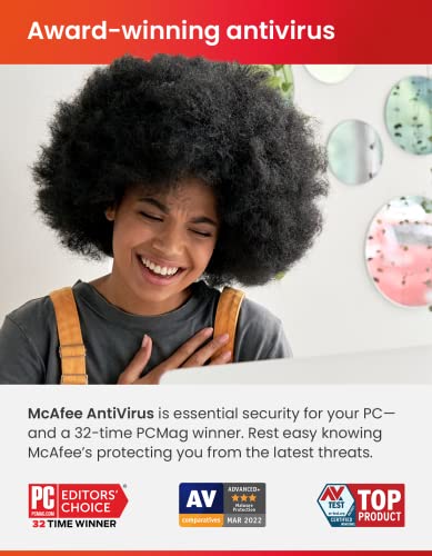 McAfee AntiVirus Protection 2023 | 1 PC (Windows)| Internet Security Software | 1 Year Subscription | Key Card