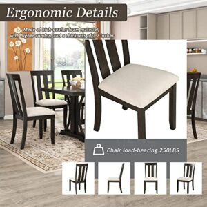 LZ LEISURE ZONE Dining Table Set, 9-Piece Retro Style Dining Room Sets, 78" Wood Rectangular Table and 8 Dining Chairs for Dining Room, Espresso