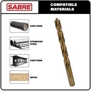 Sabre Tools 3/32 Inch Cobalt Drill Bits – 5pcs Drill Bits for Metal, M35 Cobalt Metal Drill Bit Set, Split Point Tip Cobalt Drill Bits – Drill Bits for Steel, Hard Metal, Cast Iron (3/32 x 2-1/4")